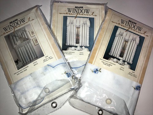 Vintage New Traditions Kelli Blue Floral Embroidered Tiers, Valance ...