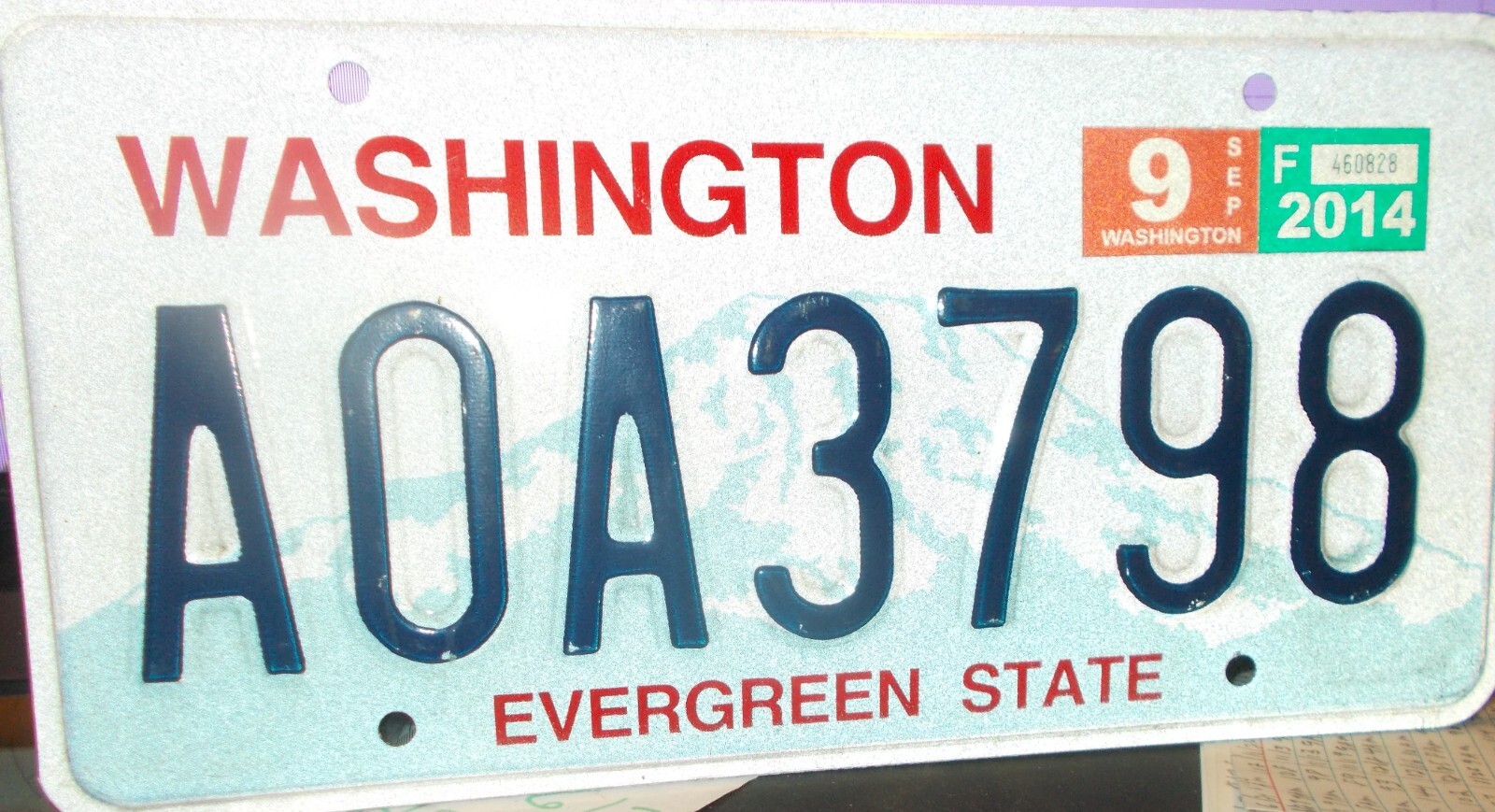 Washington License Plate Evergreen State Mountains AOA3798 | eBay