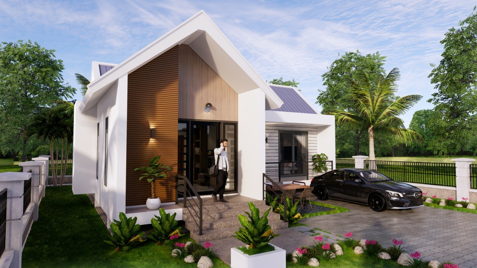 36x34 Feet Modern House Plan 11x10.5 Meter 2 Beds 2 Baths Gable (A4 ...