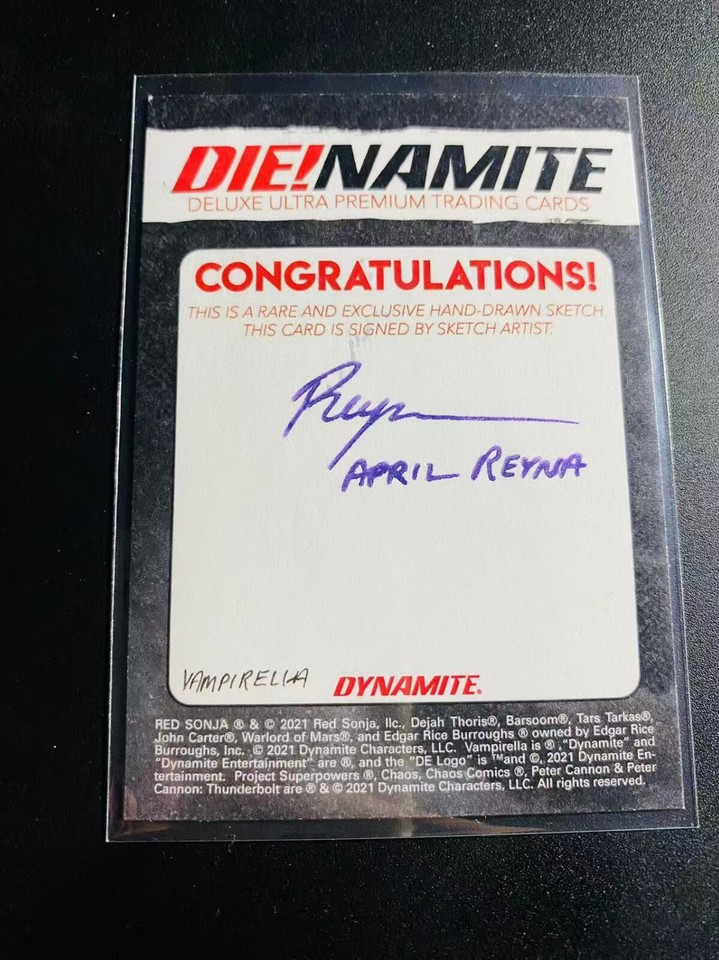 Dynamite Comics Die!Namite Vampirella 1/1 Origin Sketch Card by April ...