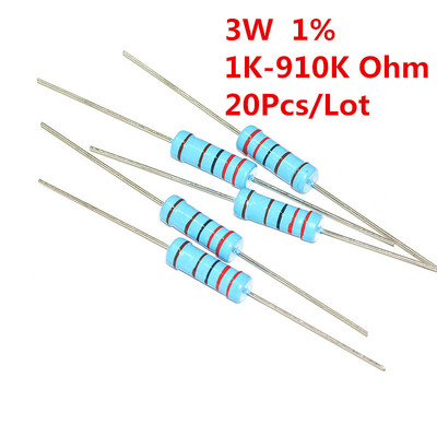 20Pcs 3W 3 Watt Metal Film Resistor ±1% 1K -910K Ω Ohm 1 K - 910 K | eBay