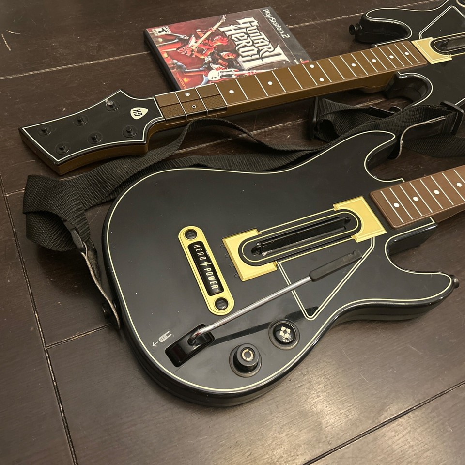 Playstation 2 PS2 Guitar Hero II + (2) Hero Power Wireless Guitar ...
