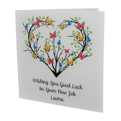 PERSONALISED Female Butterfly Heart Good Luck In Your NEW JOB CARD ...