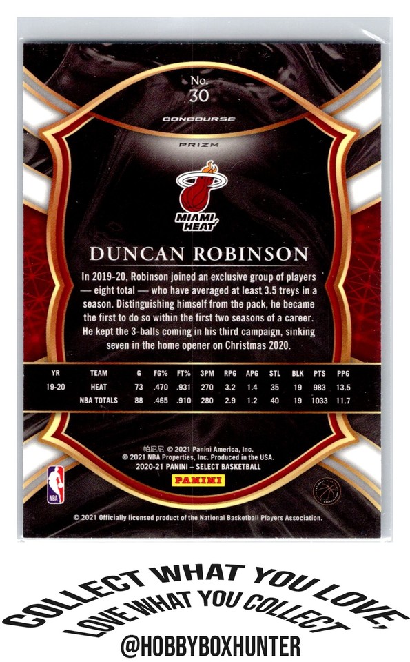 2020-21 Panini Select #30 Duncan Robinson Blue Prizms | eBay