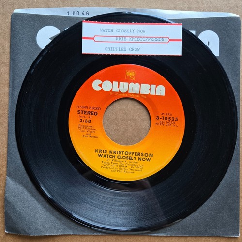 KRIS KRISTOFFERSON Watch Closely Now/Crippled Crow 45 7" Record Vinyl ...