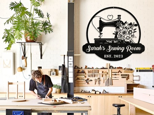Personalized Sewing Metal Sign, Custom Sewing Room Wall Decor, Mothers ...