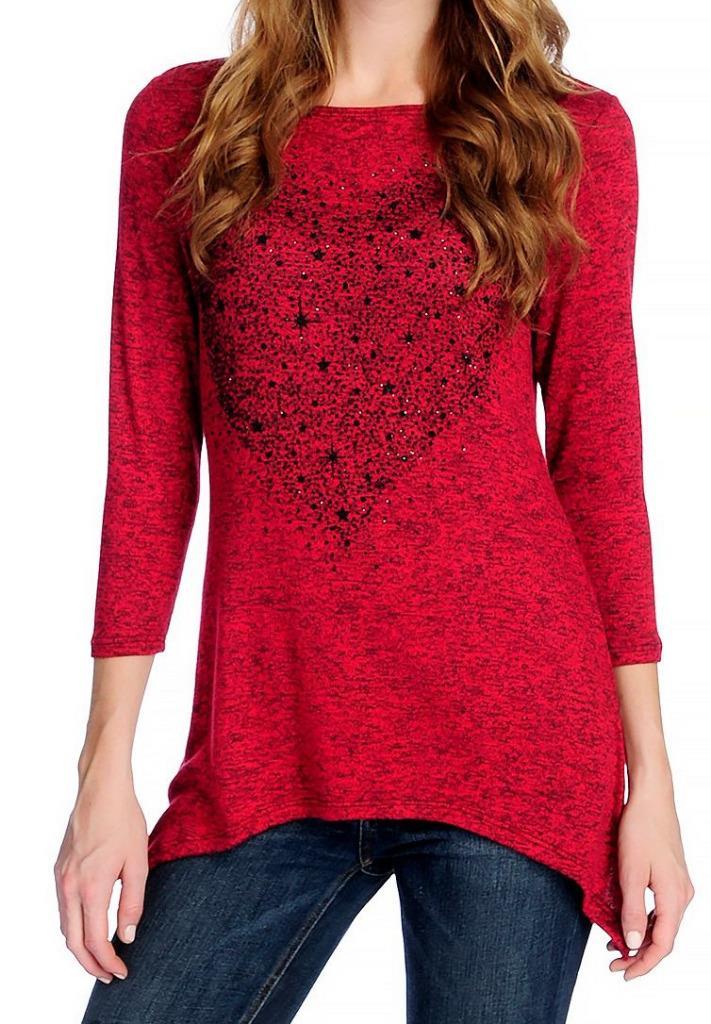 NEW Glitterscape® Sweater Knit 3/4 Sleeve Caviar Beaded Sharkbite Top ...