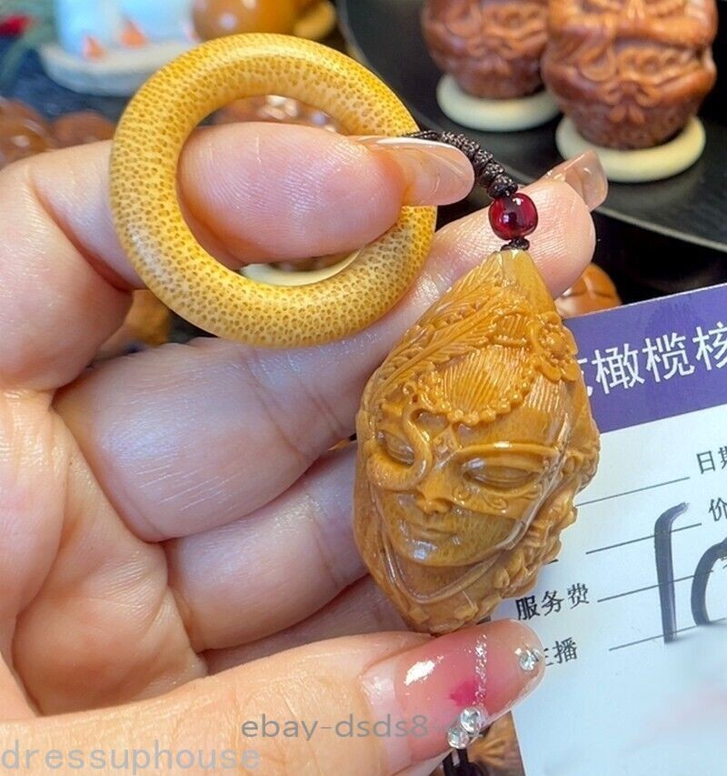 Olive Nut Hand Carved Beauty Girl Head Statue Pendant Carving Bead ...