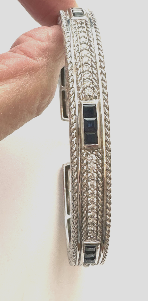 Judith Ripka Sterling Silver Pia Cuff with Sapphires | eBay
