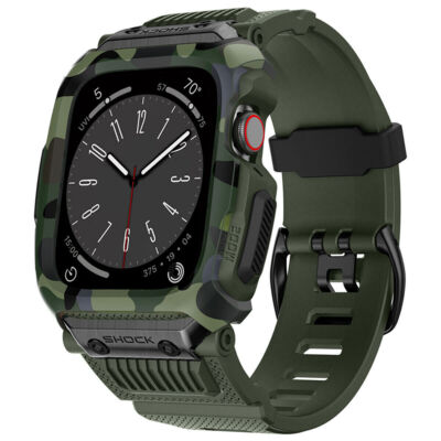 Military iWatch Band Strap+Rugged Case For Apple Watch Series 8 7 6 5 ...