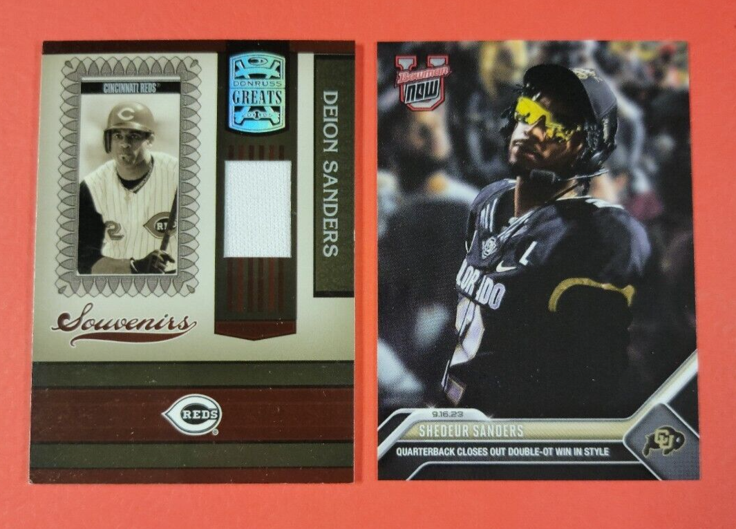 Shedeur Sanders ROOKIE CARD BOWMAN NOW DEION SANDERS GAME USED JERSEY ...