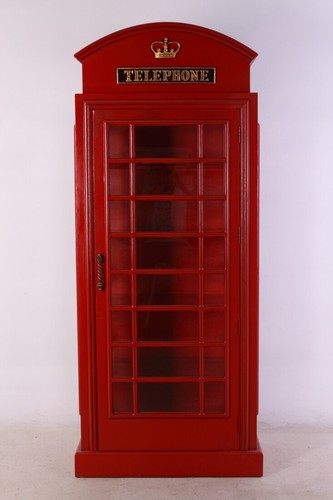 Red Phone Booth Cabinet British London England Prop Resin Theme Decor ...