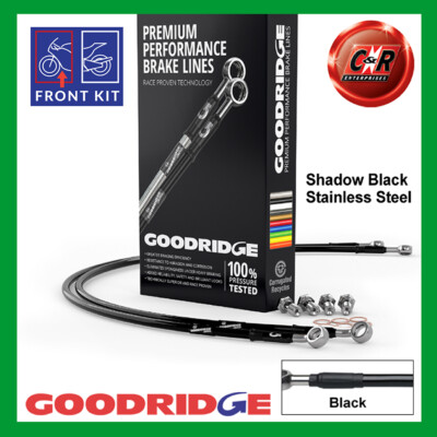 For KAWASAKI Z650F4 81-83 Goodridge BLK SS Black Frt Brake Hoses KW0672 ...