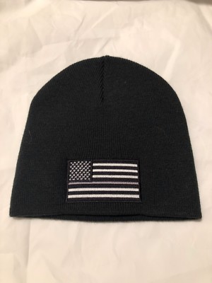 Thin Silver Line American Flag Corrections Officers Skull Winter Hat ...