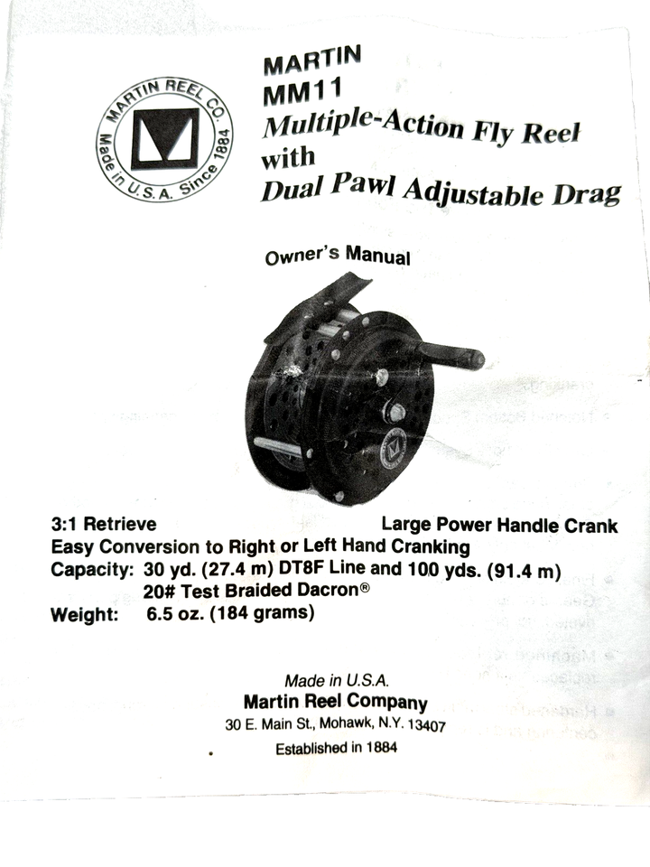 Vintage Martín MM-11 Fly Fishing Reel USA Multiplier 3-1 Rare Dual Pawl ...
