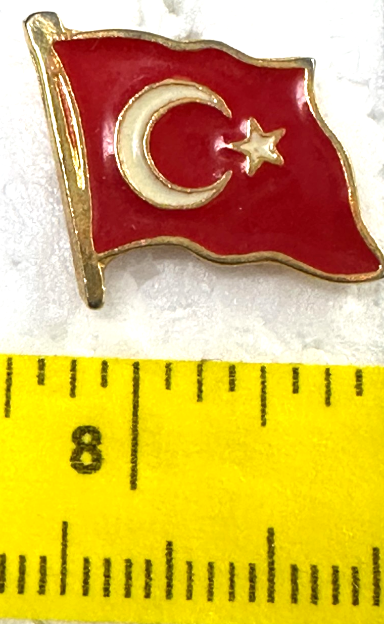 Vintage Metal Turkish Flag Enamel Lapel Tack Pin Badge Gold-Tone ...