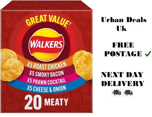 Walkers Meaty Variety Multipack Crisps Box 20x25g, Red | eBay UK