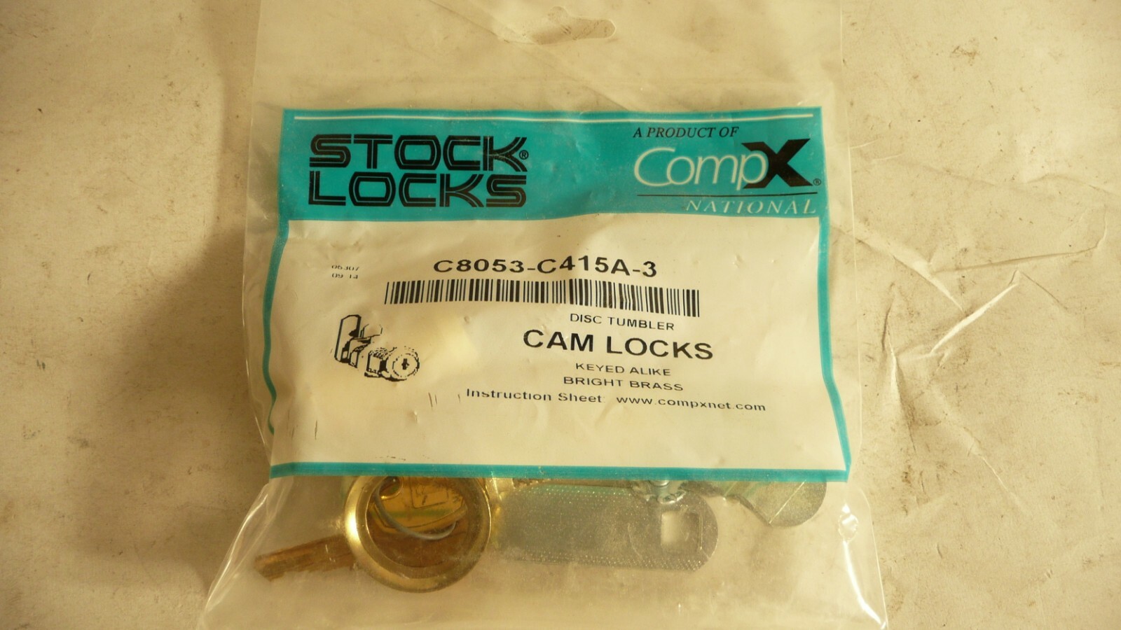 NEW COMPX NATIONAL C8053-C415A-3 DISC TUMBLER CAM LOCKS KEYED BRIGHT ...