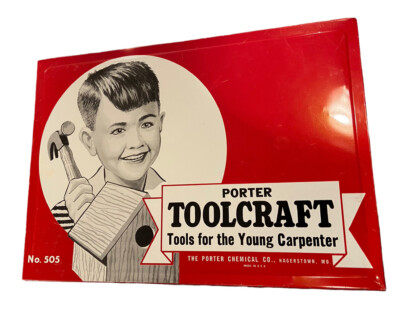 Vintage Metal The Porter Chemical Co Toolcraft Red Toy Tool Box #505 ...