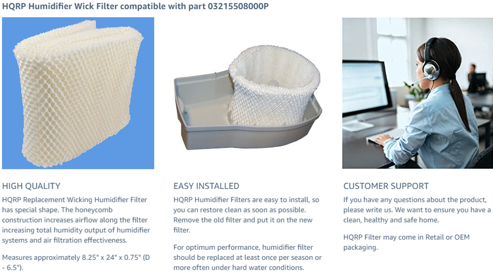 3-Pack Wick Filter for Kenmore Sears Humidifier 32-15508 / 15508 ...