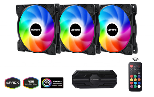 120mm Fan set 3-Pack ARGB, PWM, RGB controller & IR Remote UPHERE 696393421777| eBay