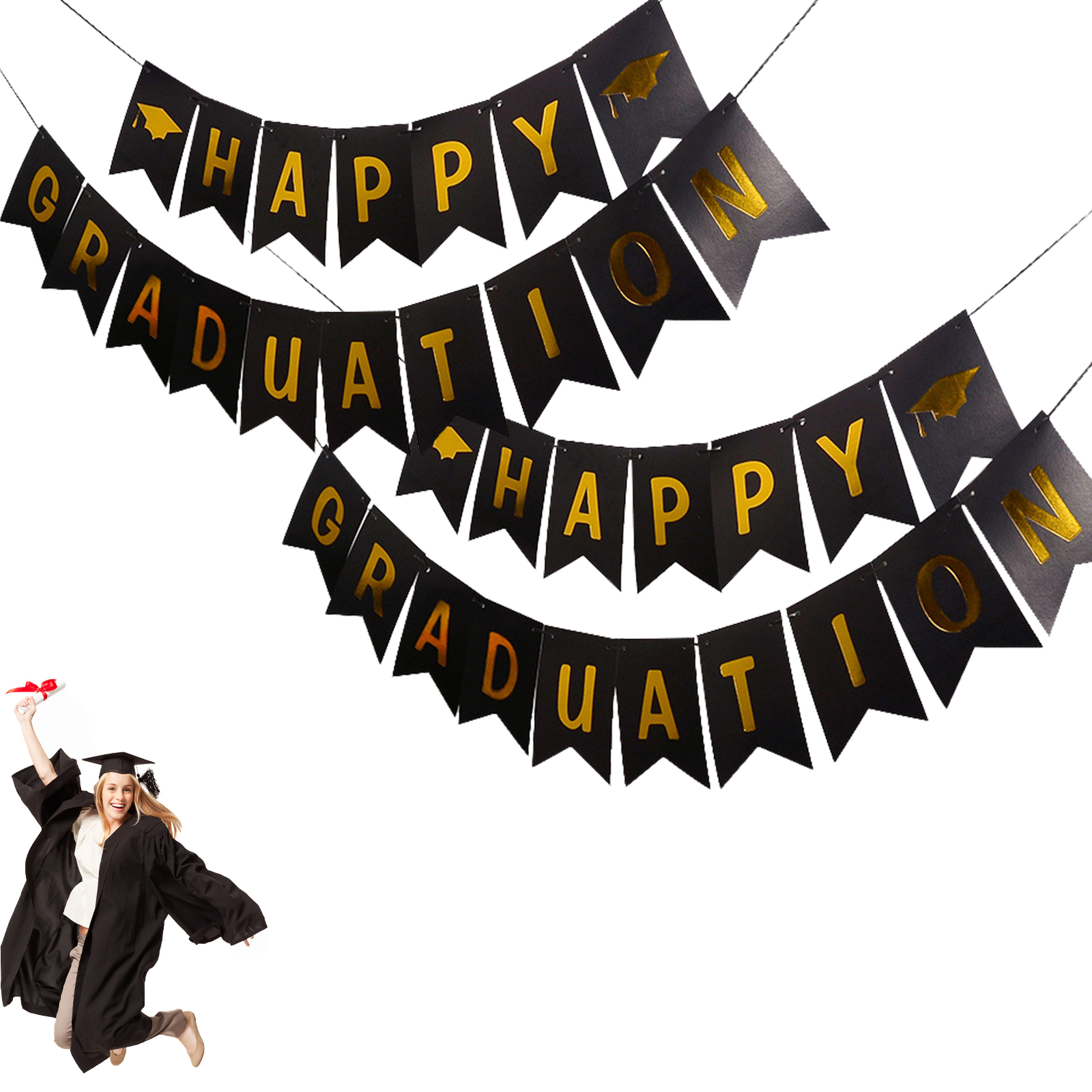 Happy Party Supplies With Rope Congrats Grad Graduation Banner Signs | eBay