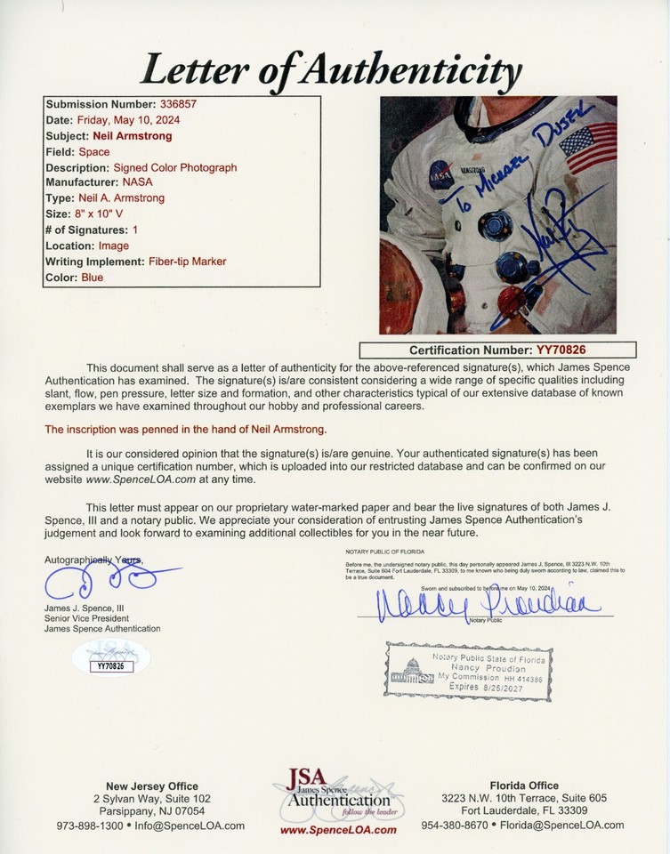 Neil Armstrong ~ Signed Autographed NASA Apollo 11 Official Photo ~ JSA ...