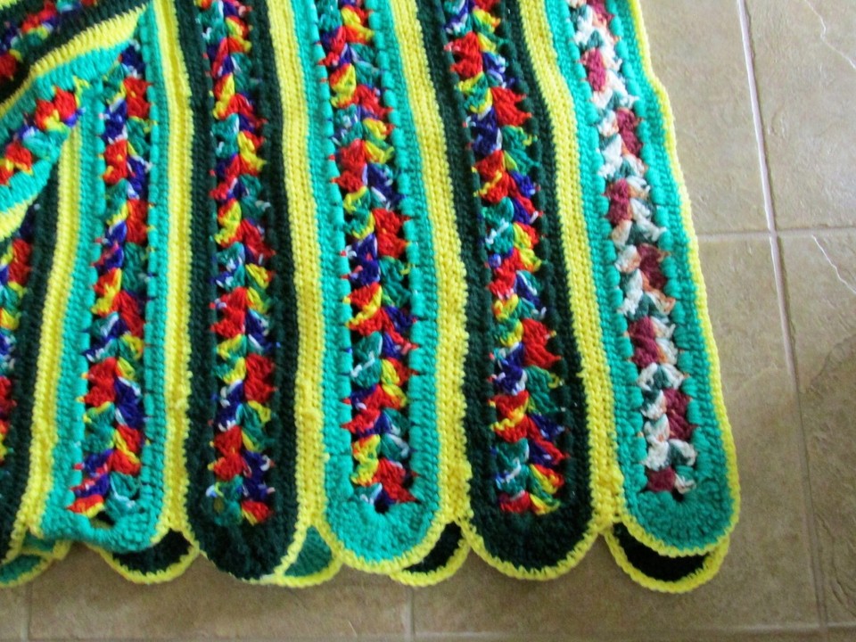 68 x 72 Multicolor Crochet Crocheted Afghan Blanket Bright Colors ...