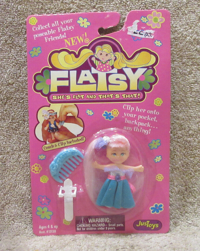 BRAND NEW! 1994 JUSTOYS FLATSY POSEABLE CLIP-ON DOLL FRIEND BLUE DRESS ...