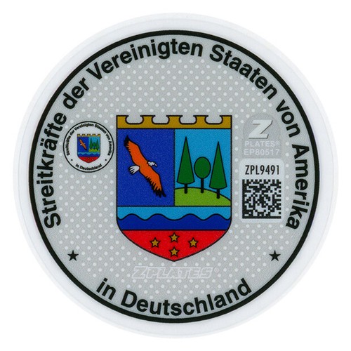 US Forces in Germany German License Plate Registration Seal ...