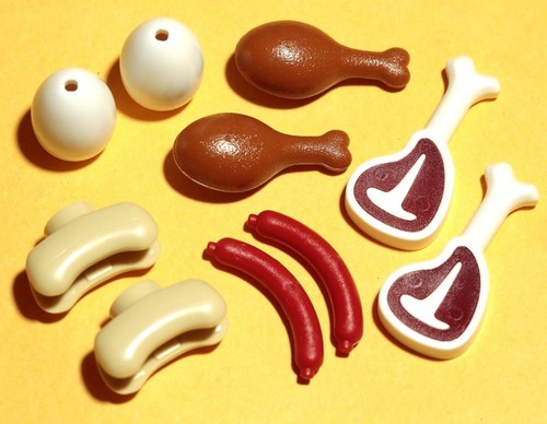 NEW LEGO - Collection - Food - Meat 2 x Egg Sausage Hot Dog Bun Steak ...