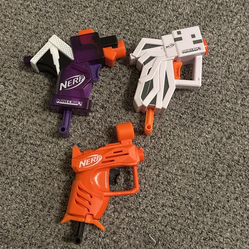 Nerf Single Shot Gun Lot Minecraft Micro Nanofire Blaster Toy Bundle 4 ...