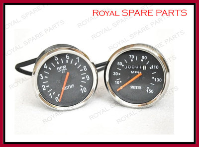 Smith Replica Speedometer Tachometer Pair 150 MPH Black For BSA, AJS | eBay