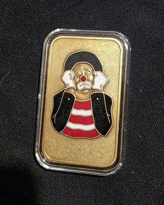 1 Oz Silver Art Bar Sad Clown Black Red White Gold ULTRA RARE SUPER ...