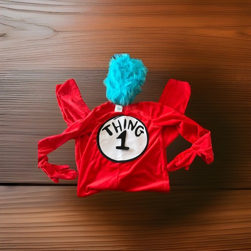 Dr Suess Thing 1 Costume Kids Size Medium Red /Blue Wig Fun Read Cat In ...