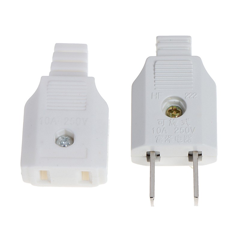 US 2 Flat Pin AC Electric Power Male Plug Female Socket Outlet Adapter ...