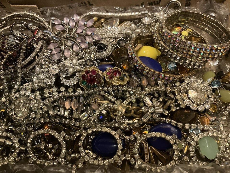 BROKEN-Jewelry Lot- JUNK-ALL NOT WEARABLE-missing Stones-for Craft-3 ...