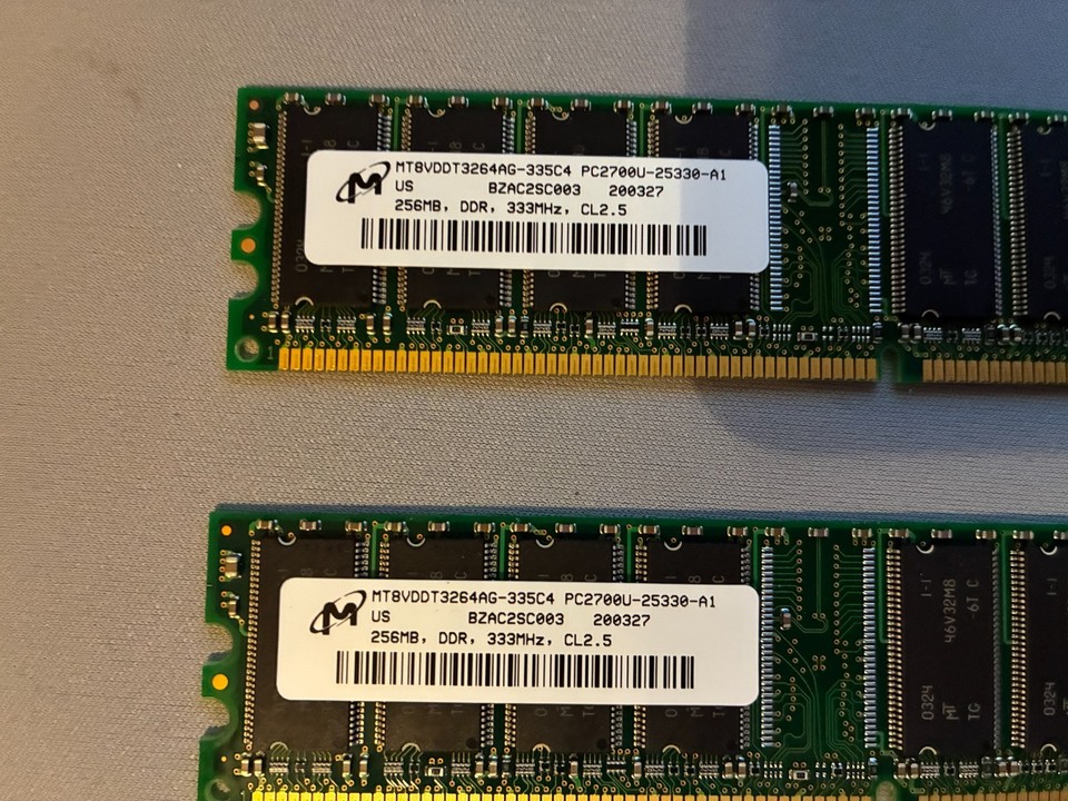 Micron DDR-333 PC2700 512MB (2x 256MB) desktop kit unbuffered ...