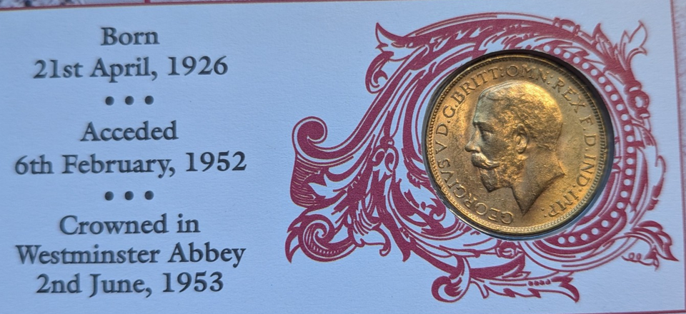 1926 Encapsulated 22ct Gold Full Sovereign Q.E. II Birth Year Cover CoA ...
