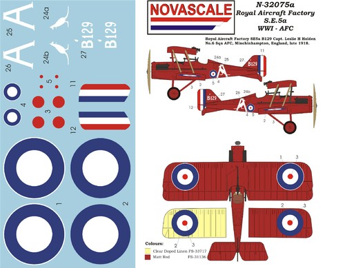 AFC Decals R.A.Factory SE5a WWI Mini-Set 1/32 Scale N32075a | eBay