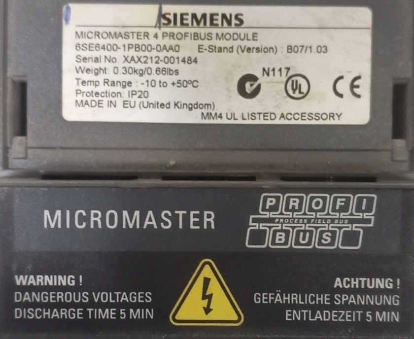 Siemens 6SE6400-1PB00-0AA0 Micromaster 4 Profibus module 1790L220A | eBay