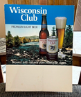 VINTAGE WISCONSIN CLUB BEER CARDBOARD EASEL BACK SIGN W/ CAN HUBER BRG ...