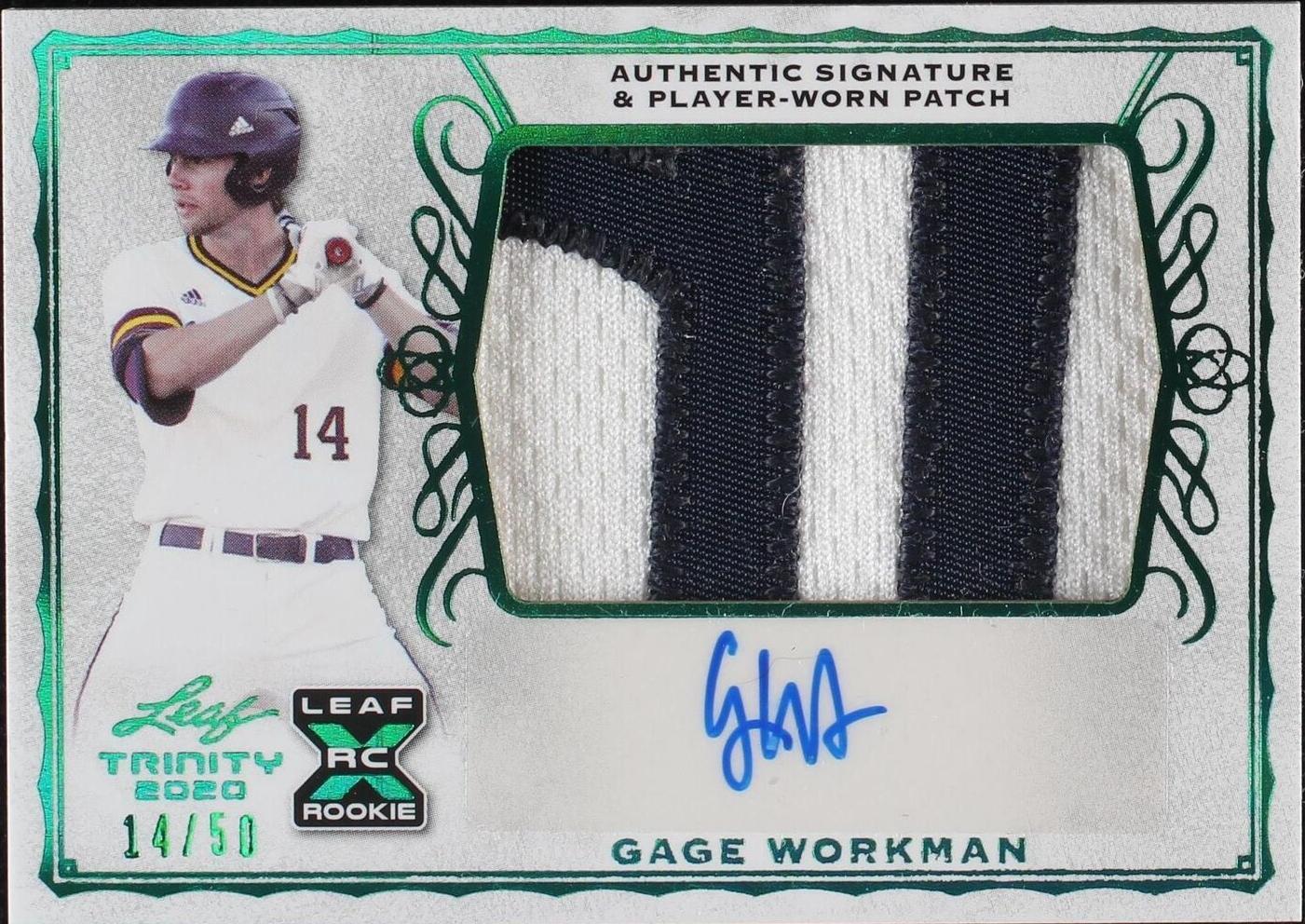 2020 Leaf Trinity - Patch Autograph Gage Workman #PA-GW1 Green /50 (AU ...