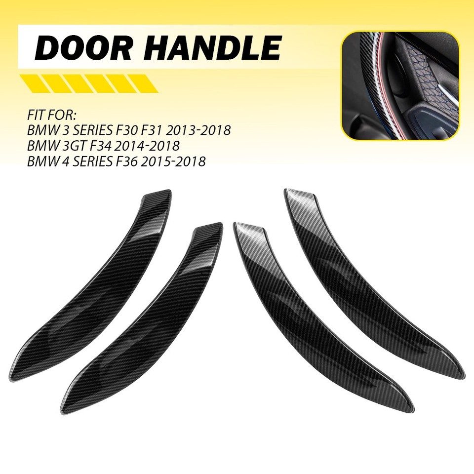 Carbon Look Interior Door Handle Covers Trims 2X Fits BMW 3 / 4 Series ...