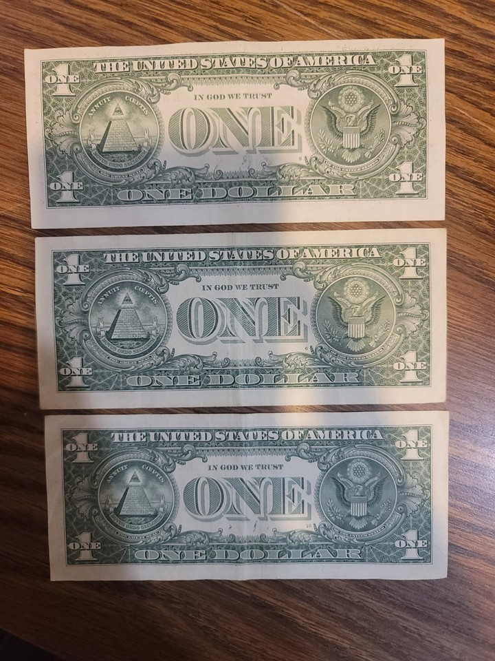 Three True Trinary Fancy Serial Number $1 One Dollar Bills Lot of 3 ...