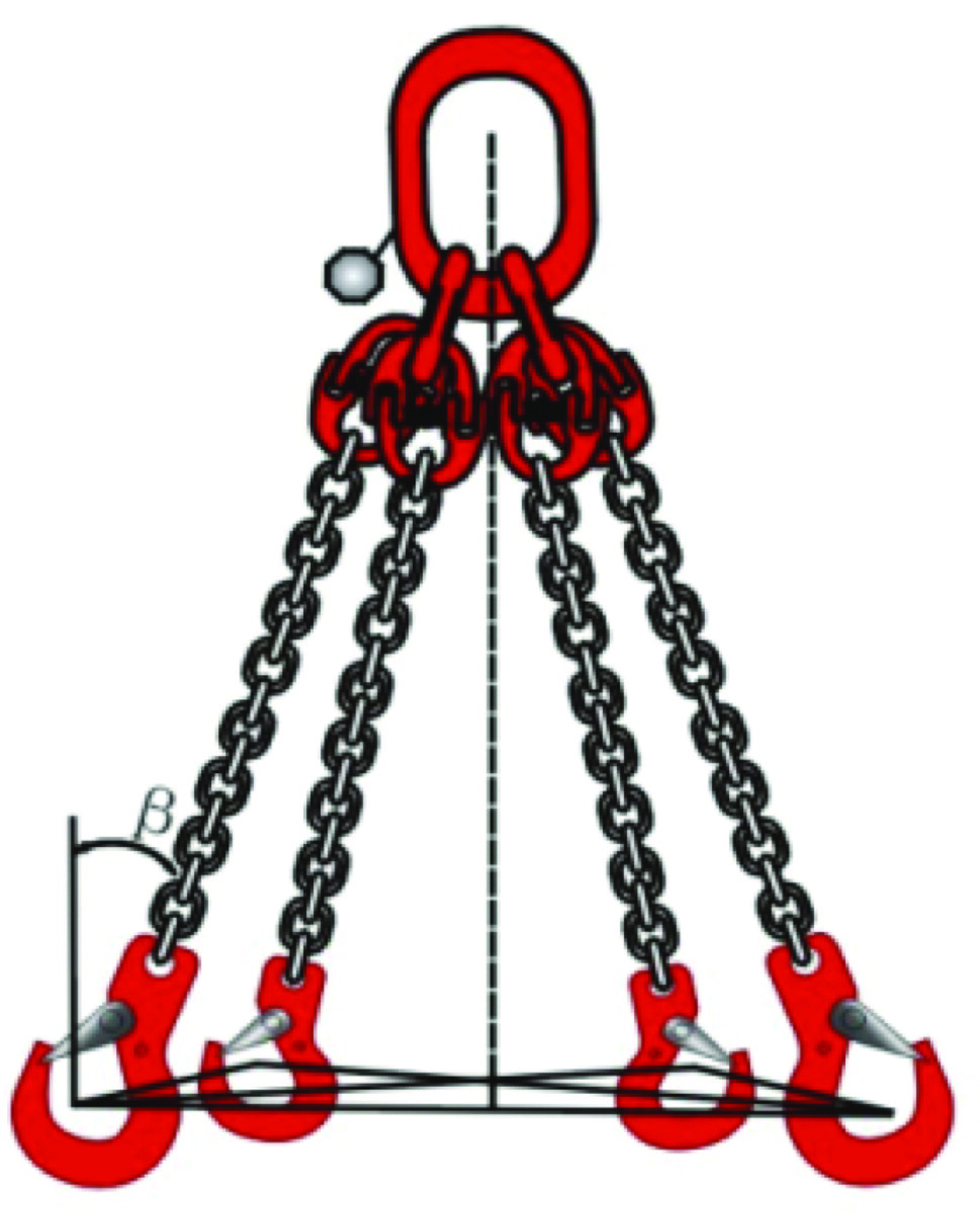 Lifting Chain Sling 4leg x 8mm x 2mts SWL 4.25 tonne c/w Sling Hooks ...