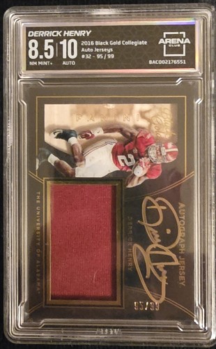 2016 Black Gold Collegiate Derrick Henry Auto Jersey /99 Arena Club 8.5 ...