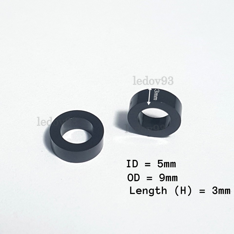 5x9mm Black Nylon Spacers Plastic Standoff Washer Various Length ID 5mm ...