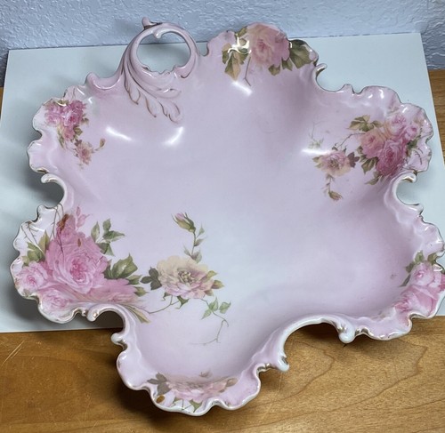 RC Monbijou Rosenthal Porcelain Ruffled Edge Gold Trim Bowl Dish Pink ...
