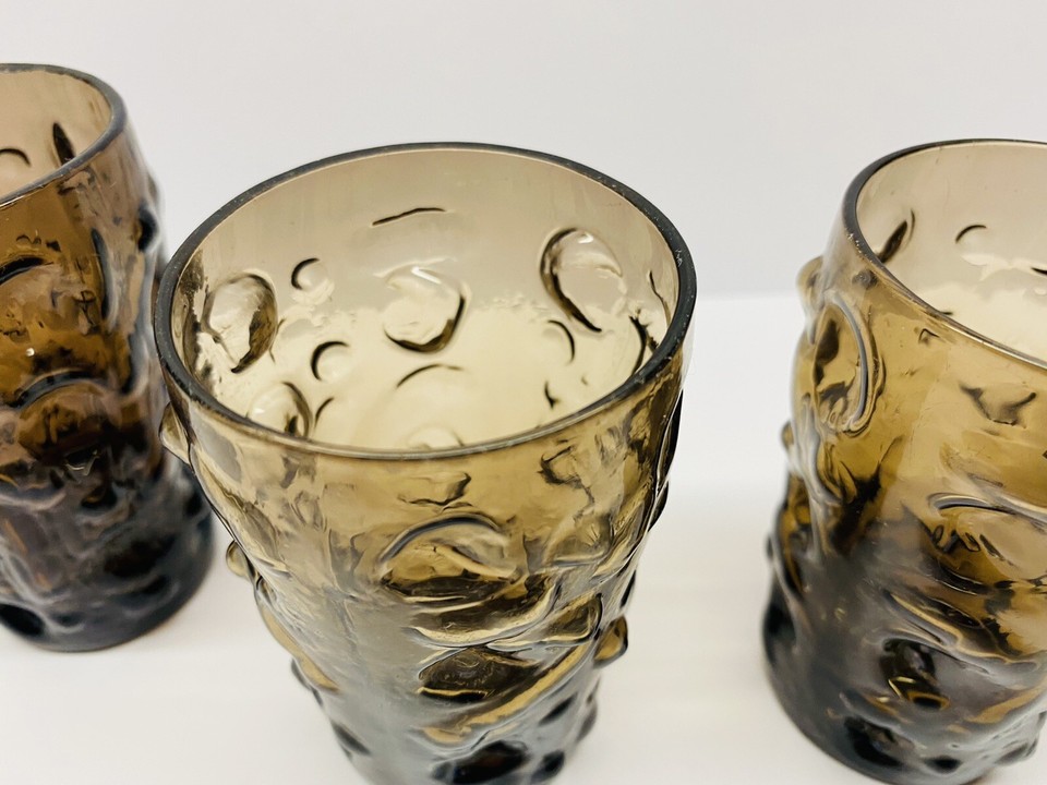 Vintage Set Of 4 Bryce Glass El Rancho Brown Dimple Textured 5 Oz Juice ...